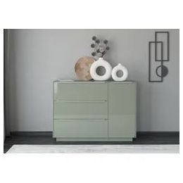 Sideboard "Reno", olivgr&uuml;n matt lack, glas olivgr&uuml;n glanz, B:137cm H:102cm T:42cm, Glas, Holzwerkstoff, SET ONE BY Musterring, Sideboards, Sideboard, Mit Sockel in diversen Farben, 102 cm H&ouml;he & Farbauswahl