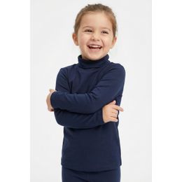 Rollkragenshirt happy girls, M&auml;dchen, Gr. 116, blau (navy), Jersey, Obermaterial: 95% Baumwolle, 5% Elasthan, unifarben, figurbetont h&uuml;ftbedeckend, Rundhals, abgesteppte Kante, Shirts, in Basic-Form - perfekt als Unterziehshirt