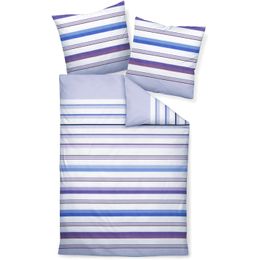 Bettw&auml;sche Janine "J. D.87094 08", lila (traubenmischun dunstblau), B/L: 200cm x 200cm, 1 Stk., 2 Stk., Mako-Satin, B/L: 80cm x 80cm & 80cm x 80cm, Mako-Satin, Obermaterial: 100% Baumwolle, Bettw&auml;sche, Bettw&auml;sche, mit Rei&szlig;verschluss