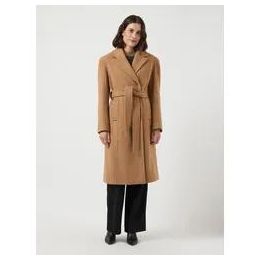 Langmantel Y.A.S "YASKALI WOOL BLEND COAT S. NOOS", Damen, Gr. 34, braun (tobacco braun), Web, Obermaterial: 70% Polyester, 30% Wolle, unifarben, regular fit knielang, M&auml;ntel