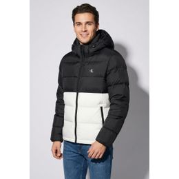 Steppjacke Calvin Klein Jeans "LS NYLON COLOR BOCK PUFFER JKT", Damen, Gr. L, tofu, Web, Obermaterial: 100% Polyamid, unifarben, regular fit normal, Rundhals, eingesetzt gerader Abschluss, Jacken Steppjacke, Mit Rundhalsausschnitt, regular fit