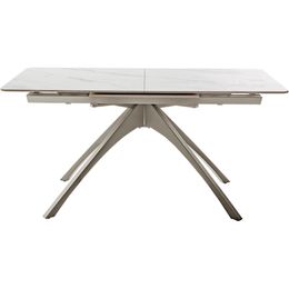 Esstisch MCA furniture "CERRITO Auszugtisch 160-220 cm - marmoriert", beige (creme marmoriert, taupe matt lackiert, creme marmoriert), B:160cm H:76cm T:90cm, Keramik / Natursteinoptik 11 mm - creme marmoriert;Gestell: Metall, taupe matt lackiert, Tische, Esstisch, Keramik,Metall,Synchronauszug,ausziehbar,8-10 Personen