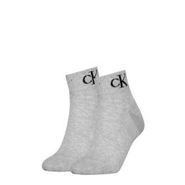 Kurzsocken Calvin Klein Jeans "CKJ WOMEN QUARTER MONOGRAM", Herren, Gr. 35-38, grau (light grau melange), Baumwollmischung, normal, Socken, mit Logostickerei