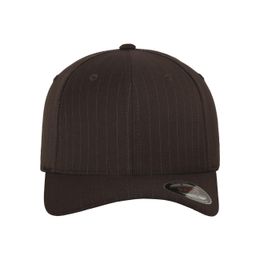 Flex Cap Flexfit "Flexfit Unisex Flexfit Pinstripe", Gr. S/M, bro, wht, 97% Polyester, 3% Elasthan, gestreift, Caps
