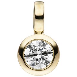 Runder Anh&auml;nger Jobo, gold (gelbgold 333), Schmuckanh&auml;nger, Damen, Gelbgold 333, rund 333 Gold mit Zirkonia