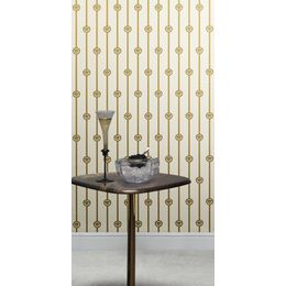 Vliestapete Versace "Versace 6 I Love Baroque &ndash;", wei&szlig; 1, B:0,7m H:0m L:10,05m, Vinyl, Vlies, Tapeten, Elegantes Streifendesign mit ikonischen Medaillons & feinem Glanz