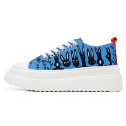 Sneaker DOGO "Freya Low-Top Sneaker Line Of Rabbits Damen Sneaker", Damen, Gr. 39, Normalschaft, blau, Textil, Schuhe Sneaker, Handgefertigt