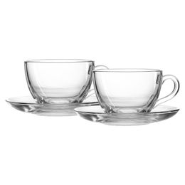Ritzenhoff & Breker Tasse RITZENHOFF & BREKER "Cappuccino-Set Barista 220 ml 2er Set transparent", bunt (transparent), B:14,5cm H:10cm, Glas, Trinkgef&auml;&szlig;e, Tasse, Sp&uuml;lmaschinenfest