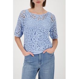 Strickpullover monari, Damen, Gr. 44, hellblau, Strick, Obermaterial: 100% Viskose, unifarben, regular fit taillenbedeckt, Rundhals, eingesetzt Rippstrickb&uuml;ndchen, Pullover Strickpullover, Regular fit mit Cornelly-Muster