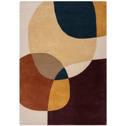 Wollteppich FLAIR RUGS "Glow, gemustert & modern", bunt (lila), B:200cm H:8mm L:290cm, Wolle, Teppiche, fu&szlig;bodenheizungsgeeignet, mit Hoch-Tief-Effekt