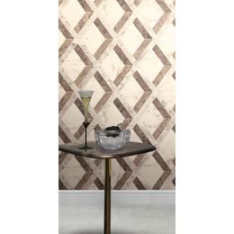 Vliestapete Versace "Versace 6 Tarsia &ndash;", braun, B:0,7m H:0m L:10,05m, Vinyl, Vlies, Tapeten, Modernes Rautendesign in Marmoroptik mit strukturierter Oberfl&auml;che