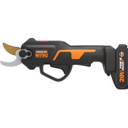 Akku-Astschere WORX "NITRO WG330E", schwarz, Gartenscheren-Maschinen, 25 mm Schnitt, 2800 Schnitte pro Ladung, inkl. Akku und Ladeger&auml;t