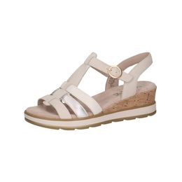 Keilsandalette Caprice "Caprice Sandalen Leder", Damen, Gr. 37, hellbeige, Leder, Schuhe