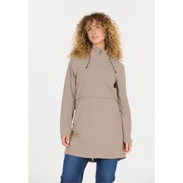 Outdoorjacke WEATHER REPORT "Dayton", Damen, Gr. 36, beige (hellbeige), 90% Polyester, 10% Elasthan, unifarben, lang, ohne Ausschnitt, Jacken Outdoorjacke, mit getapten N&auml;hten