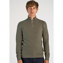 Troyer LINDBERGH "Troyer Relaxed Fit", Herren, Gr. XXL, army, Obermaterial: 60% Baumwolle, 40% Polyester, unifarben, hoch geschlossener Ausschnitt, Pullover Troyer