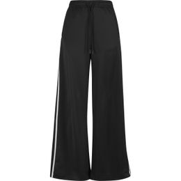 Jogginghose Urban Classics "Urban Classics Ladies Wide Leg Track Pants", Damen, Gr. L, US-Gr&ouml;&szlig;en, schwarz, 100% Polyester, unifarben, loose fit, Hosen Jogginghose