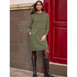 Shirtkleid Heine "Shirtkleid", Damen, Gr. 48, Normalgr&ouml;&szlig;en, gr&uuml;n (khaki), 95% Baumwolle, 5% Elasthan, Besatz:100% Polyester, unifarben, kurz, Kleider Shirtkleid