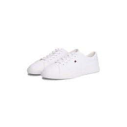 Plateausneaker Tommy Hilfiger "TH LOW PROFILE VULC CANVAS", Herren, Gr. 41, wei&szlig;, Baumwolle, unifarben, Basic, Schuhe Plateausneaker, Halbschuh, Schn&uuml;rer, Freizeitschuh mit gepolstertem Schaftrand