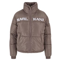 Winterjacke Karl Kani "Karl Kani Karl Kani Retro Essential Puffer Jacket", Damen, Gr. XXS, taupe, 100% Polyester, mehrfarbig, normal, amerikanischer Ausschnitt, Jacken Winterjacke