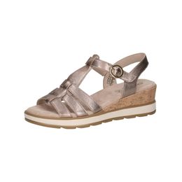 Keilsandalette Caprice "Caprice Sandalen Leder", Damen, Gr. 37, taupe, Leder, Schuhe
