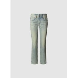 Slim-fit-Jeans Pepe Jeans "SLIM JEANS LW", Damen, Gr. 30, L&auml;nge 32, dirty bleached used, Denim/Jeans, Obermaterial: 99% Baumwolle, 1% Elasthan, slim fit lang, Jeans Slim-fit-Jeans, mit doppeltem Knopfverschluss