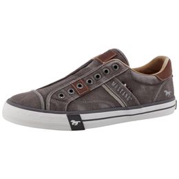 Slip-On Sneaker Mustang Shoes "Calogero", Herren, Gr. 43, dunkelgrau, Baumwolle, Schuhe, Slipper, Freizeitschuh, Halbschuh mit Kontrastn&auml;hten