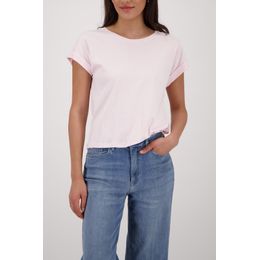 T-Shirt monari "Shirt Basic Pima", Damen, Gr. 42, rosa, Web, Obermaterial: 100% Baumwolle, unifarben, regular fit taillenbedeckt, Rundhals, eingesetzt Aufschlag, Shirts T-Shirt, Regular fit mit R&uuml;ckenfalte