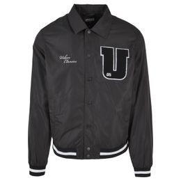 Collegejacke Urban Classics "Urban Classics Herren Sports College Jacket", Herren, Gr. L, schwarz, 100% Polyester, unifarben, relaxed fit, amerikanischer Ausschnitt, Jacken Collegejacke