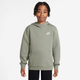 Kapuzensweatshirt Nike Sportswear "K NSW CLUB FLC HDY LBR", M&auml;dchen, Gr. L, spruce fog, wei&szlig;, angeraute Sweatware, Obermaterial: 80% Baumwolle, 20% Polyester, unifarben, Basic normal, Rundhals, angesetztes B&uuml;ndchen, Sweatshirts, f&uuml;r Jugendliche, mit K&auml;ngurutasche, aus Baumwollmischung