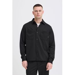 Hemdjacke Blend "BHAdrian", Herren, Gr. XL, schwarz (schwarz beauty), Twill, 83% Polyester, 13% Viskose, 4% Elasthan, Strukturmuster, Basic, weit h&uuml;ftbedeckend, ohne Ausschnitt, mit Knopf, Jacken, Modisches Overshirt mit Brusttasche
