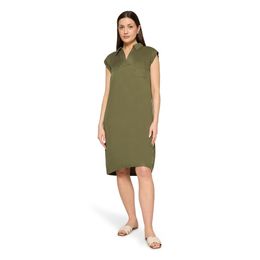 Druckkleid Cartoon "Damen mit Kragen", Damen, Gr. 34, Normalgr&ouml;&szlig;en, burnt olive, Obermaterial: 100% Lyocell, A-Linie kurz, V-Ausschnitt, Kleider Druckkleid