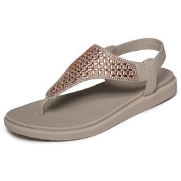 Sandale Skechers "MEDITATION LUXE", Herren, Gr. 35, taupe, Textil, Glitzer, Schuhe Sandale, Sommerschuh, Zehentrenner, Strandschuh mit Glitzersteinchen