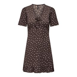Minikleid Only "ONLMOLLY S/S V-NECK DRESS JRS NOOS", Damen, Gr. L, N-Gr, shopping bag aop:cloud dancer dots (milly), Jersey, Obermaterial: 97% Polyester, 3% Elasthan, bedruckt, regular fit kurz, V-Ausschnitt, Kleider Minikleid, Materialmix, regular fit, V-Ausschnitt