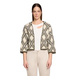 Strickjacke Cartoon "Damen mit Jacquard", Damen, Gr. 34, khaki, beige, Obermaterial: 50% Baumwolle, 50% Polyacryl, normal normal, V-Ausschnitt, Strickjacken Strickjacke