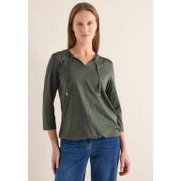 Langarmshirt Cecil, Damen, Gr. L (42), khaki, Stoff, 50% Modal, 50% Baumwolle, unifarben, comfort fit normal, V-Ausschnitt, normaler Saum, Shirts Langarmshirt, Jersey