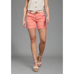 Shorts DELMAO, Damen, Gr. 34 (XS), N-Gr, hellrot, Web, Obermaterial: 98% Baumwolle, 2% Elasthan, regular fit kurz, Hosen Shorts, in trendiger Turn-up Form