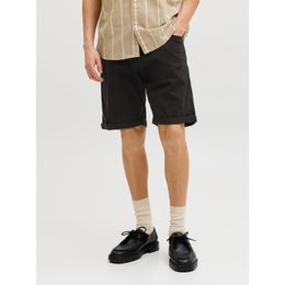 Jack & Jones Shorts JACK & JONES "JPSTRICK DYLAN ORIGINAL SHORTS", Herren, Gr. L, N-Gr, schwarz, Web, Obermaterial: 98% Baumwolle, 2% Elasthan, unifarben, regular fit knielang, Hosen Shorts