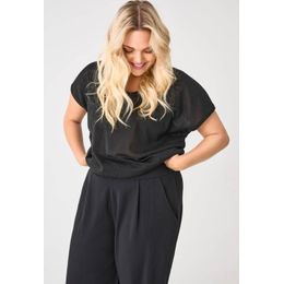 Only sheego Gro&szlig;e Gr&ouml;&szlig;en Kurzarmshirt, black, Gr&ouml;&szlig;e L - Damen