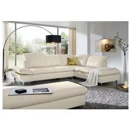 Ecksofa W.Schillig "Taoo, elegant und zeitlos, bequem, L-Form, Breite 296cm", grau (grau z73), B:296cm H:84cm T:242cm, Longlife Xtra-Leder Z73: Naturwalkleder der Luxusklasse aus den erlesensten Rohh&auml;uten. Hautst&auml;rke 1, 1 &ndash; 1, 3 mm, Sofas, Ecksofa, mit Sitziefenverstellung & Kopfteilverstellung