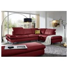 Ecksofa W.Schillig "Taoo, elegant und zeitlos, bequem, L-Form, Breite 296cm", rot (blush z73), B:296cm H:84cm T:242cm, Longlife Xtra-Leder Z73: Naturwalkleder der Luxusklasse aus den erlesensten Rohh&auml;uten. Hautst&auml;rke 1, 1 &ndash; 1, 3 mm, Sofas, Ecksofa, mit Sitziefenverstellung & Kopfteilverstellung