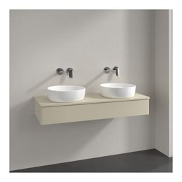 Villeroy & Boch Villeroy und Boch Antao Waschtisch-Unterschrank L13050HJ mit Beleuchtung, 120x19x50cm, Hahnloch, Waschbeckenplattenfarbe Lack, silk grey matt lacquer