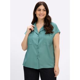 sheego Gro&szlig;e Gr&ouml;&szlig;en Longbluse in Oversize-Form, 100% Viskose, salbei, Gr&ouml;&szlig;e 50 - Damen