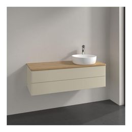 Villeroy & Boch Villeroy und Boch Antao Waschtisch-Unterschrank L23051HJ mit Beleuchtung, 120x36x50cm, Hahnloch, Waschbeckenplattenfarbe honey oak, silk grey matt lacquer