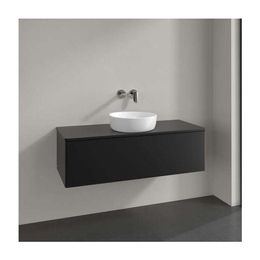 Villeroy & Boch Villeroy und Boch Antao Waschtisch-Unterschrank K32050PD 120x36x50cm, Hahnloch, Waschbeckenplattenfarbe Lack, black matt lacquer
