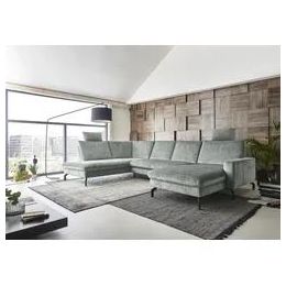 Wohnlandschaft DIE PLANBAR "ZE-EM20028 U-Form, Breite 332 cm", amira salbei, B:332cm T:220cm, 100% Polyester, Sofas, Wohnlandschaft, wahlweise mit Kopfst&uuml;tzen und Sitztiefenverstellung