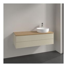 Villeroy & Boch Villeroy und Boch Antao Waschtisch-Unterschrank L23151HJ mit Beleuchtung, 120x36x50cm, Hahnloch, Waschbeckenplattenfarbe honey oak, silk grey matt lacquer
