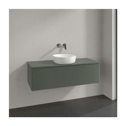 Villeroy & Boch Villeroy und Boch Antao Waschtisch-Unterschrank K32150HL 120x36x50cm, Hahnloch, Waschbeckenplattenfarbe Lack, leaf green matt lacquer