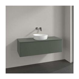 Villeroy & Boch Villeroy und Boch Antao Waschtisch-Unterschrank K32050HL 120x36x50cm, Hahnloch, Waschbeckenplattenfarbe Lack, leaf green matt lacquer