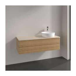 Villeroy & Boch Villeroy und Boch Antao Waschtisch-Unterschrank L23153HN mit Beleuchtung, 2 Ausz&uuml;ge, 1200 x 360 x 500 mm, Front mit Struktur, Honey Oak / Botticino