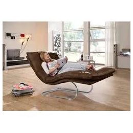 Relaxliege W.Schillig "daily dreams", braun (chocolate s37), B:95cm H:91cm T:170cm, Stoff S37 (100% Polyester), Sofas, in Waffelkissen-Optik, wahlweise mit Motor, Freischwingergestell